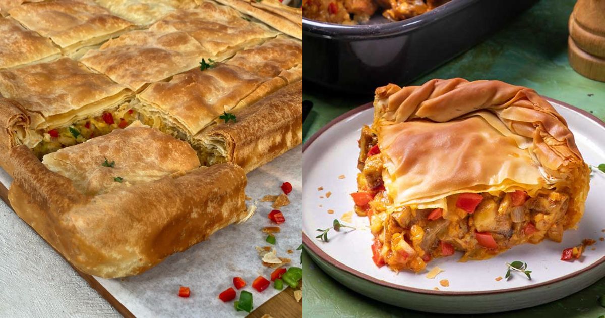 Εύκολη κοτόπιτα με τυριά και πιπεριές ιδανική για όλες τις ώρες ...